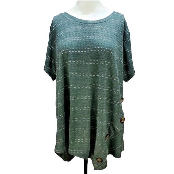 retrology | Tops | Retrology Womens Green Asymmetrical Hem Short Sleeve ...